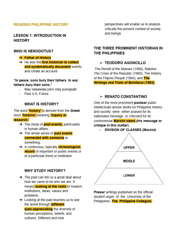 READING PHILIPPINE HISTORY (Prelims) | PDF | Social Science | History