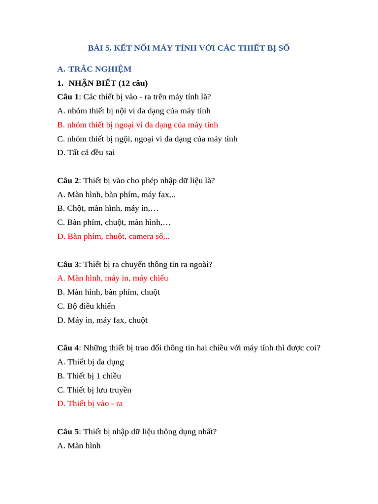 Bai 5 Ket Noi May Tinh Voi Cac Thiet Bi | PDF