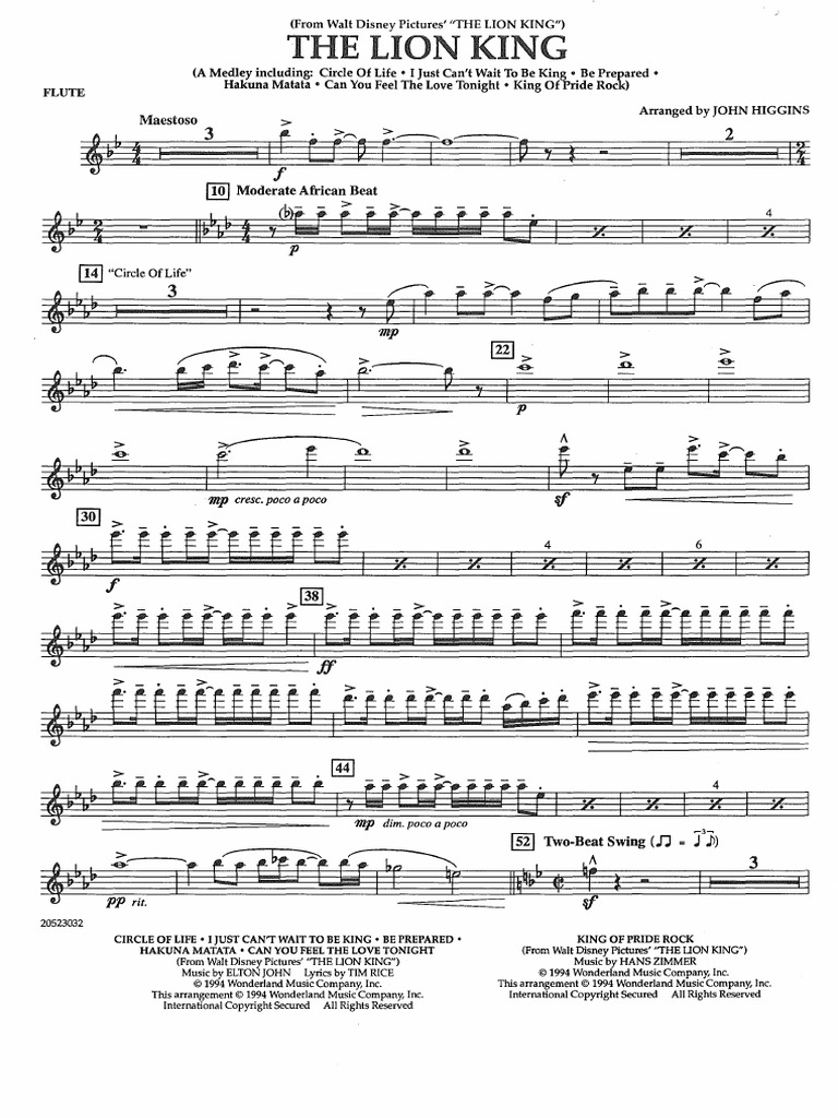 The Lion King - Flute e Ottavino | PDF | The Walt Disney Company