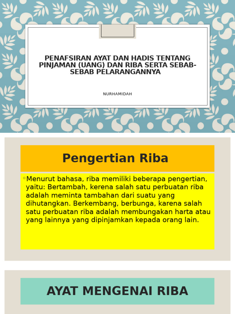 TAFSIR DAN HADIS Riba | PDF