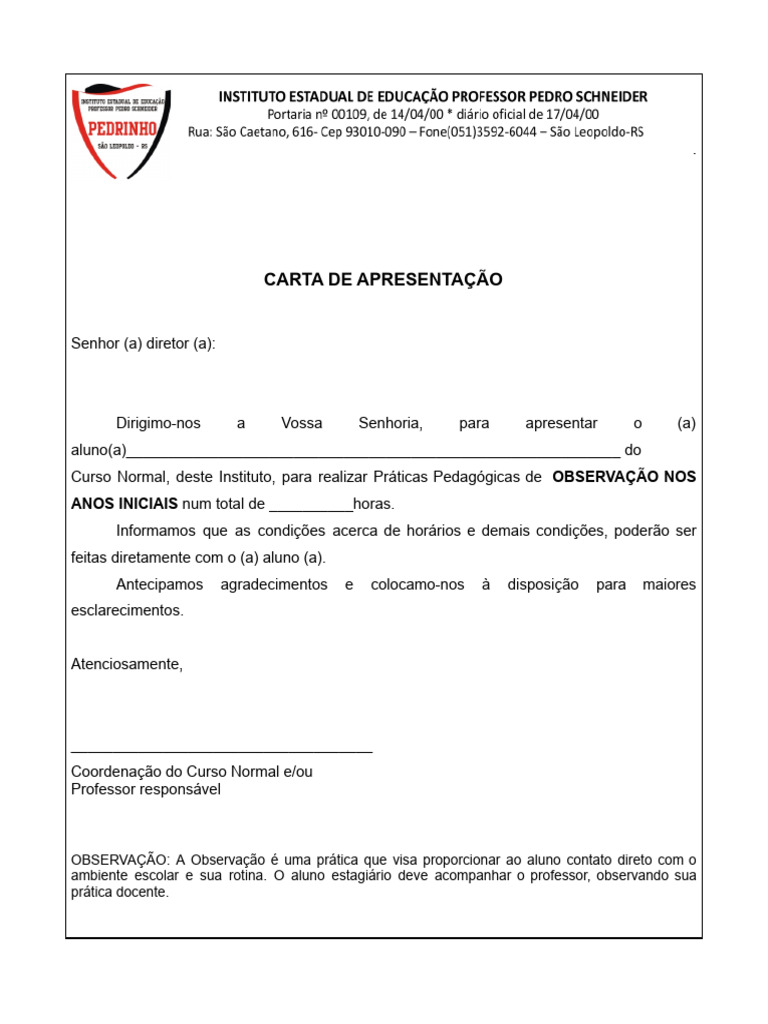 CARTA OBS A. INICI - Doc-1 | PDF | Negócios