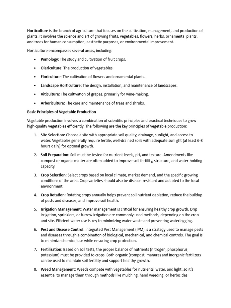 Principles of Vegetable Production Guide | PDF | Agriculture | Vegetables