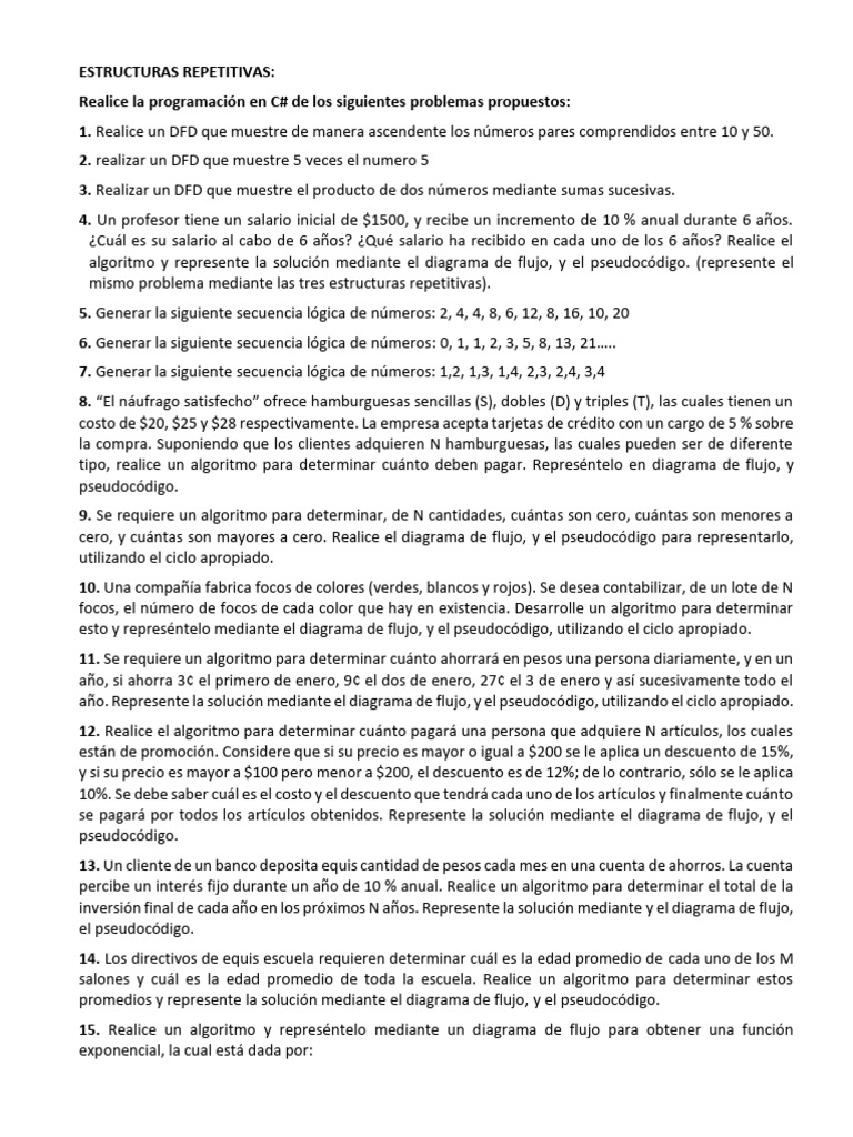 Practico Estructuras Repetitivas | PDF | Algoritmos | Interés