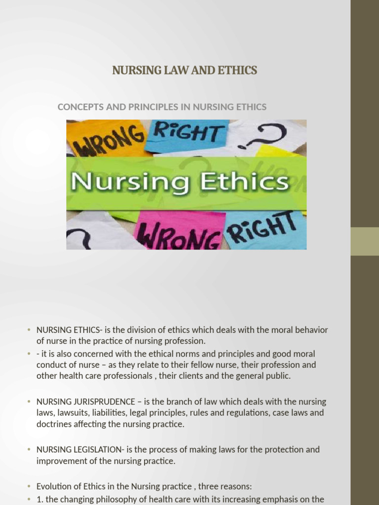 Nursing Law and Ethics | PDF | Nursing | Profession