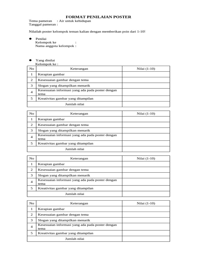 Format Penilaian Poster | PDF