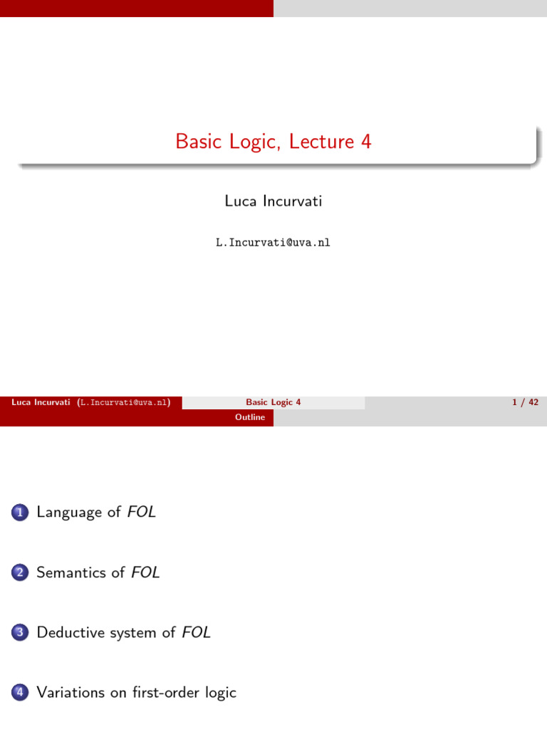 Basic Logic 4 | PDF | Interpretation (Logic) | First Order Logic