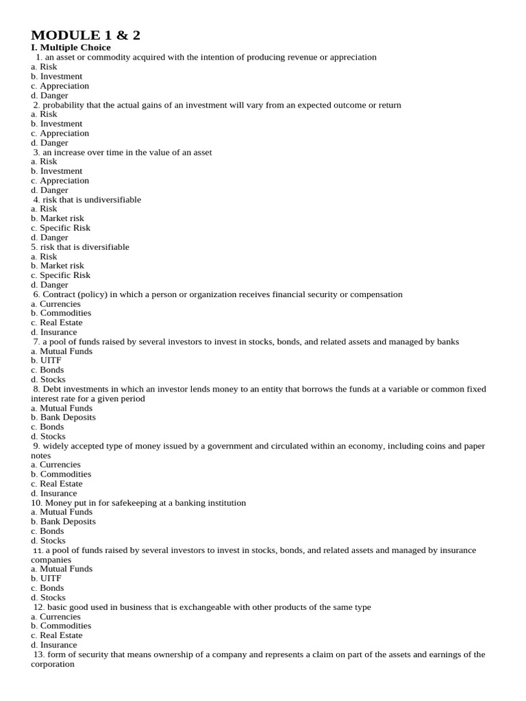BF Reviewer Module 1 4 | PDF | Investing | Stocks