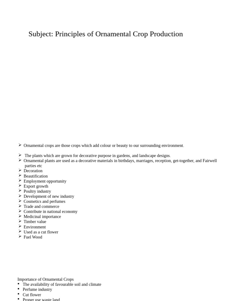 Principles of Ornamental Crop Production | PDF