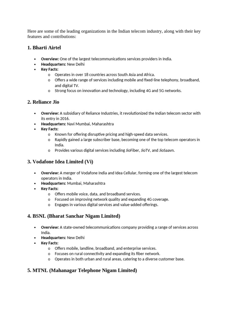 Leading Organizations Telecom | PDF | Service Industries ...