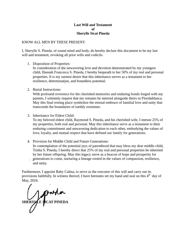 Last Will and Testament | PDF