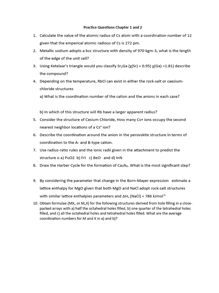 Practice Question Chapter 1 and 2 | PDF | Science & Mathematics