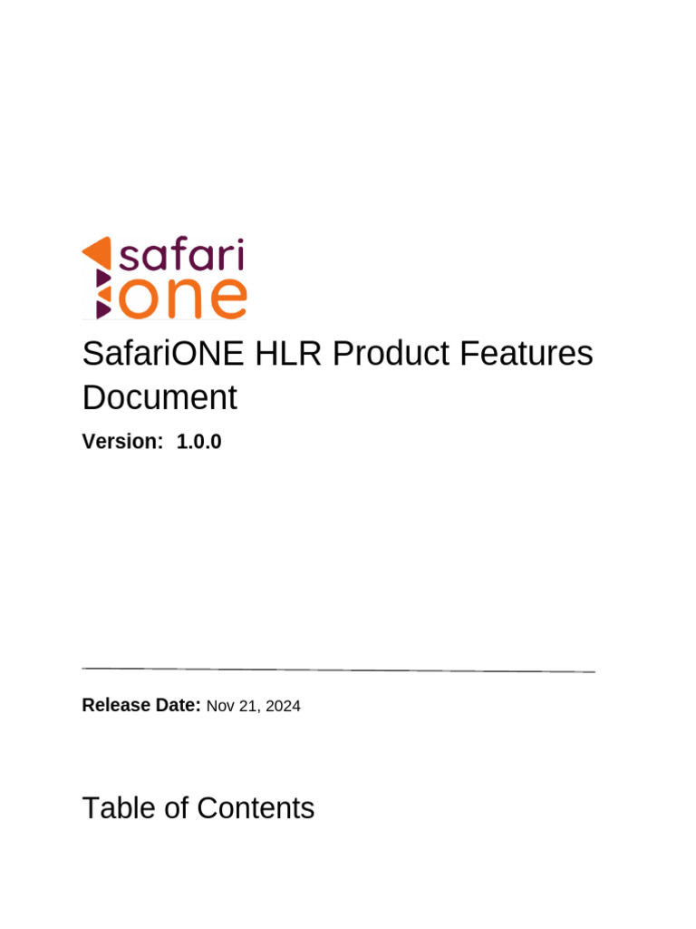 SafariONE HLR Product Features Documentation | PDF | Telecommunications | Radio Resource Management