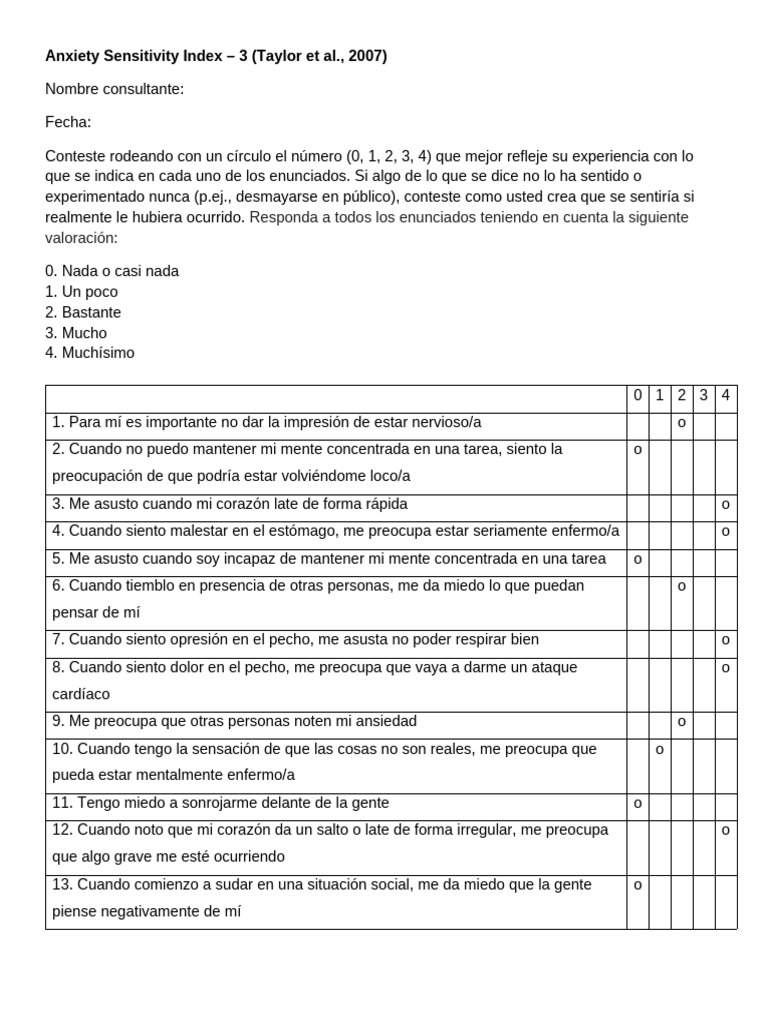 Escala ASI-3 PX | PDF | Sicología