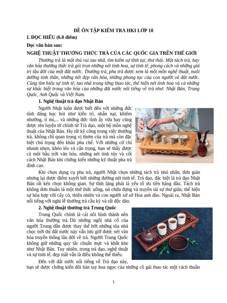 Đề Ôn Ktra Hki Lớp 10 | PDF