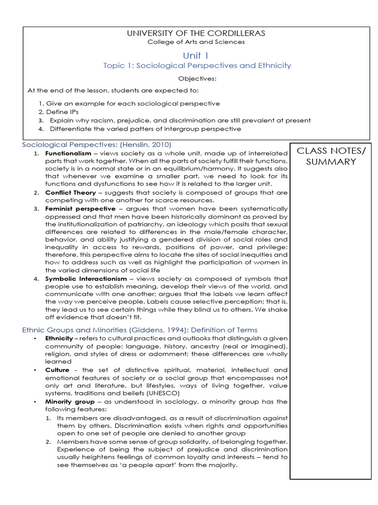 Sociological Perspectives on Ethnicity | PDF | Minority Group | Prejudices