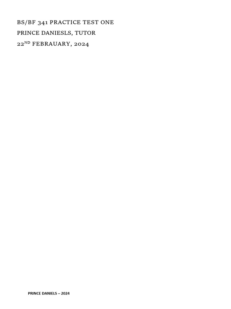 BS 341 Test One 2024 | PDF | Fertilizer | Crops