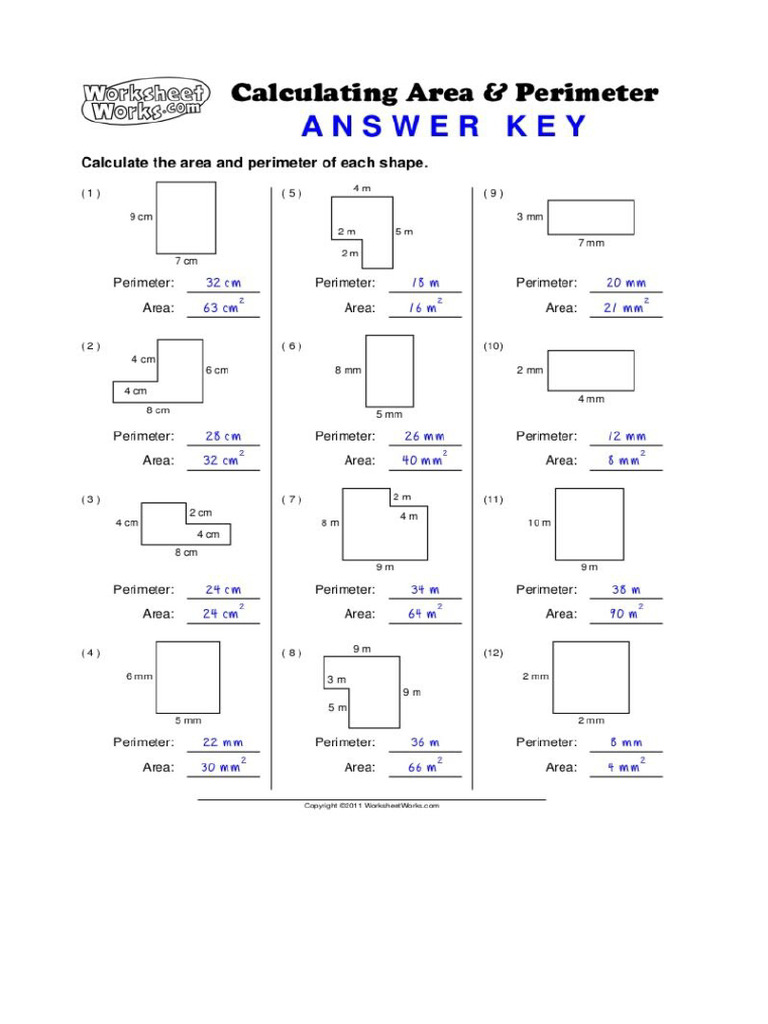 Estimating Perimeter and Area Worksheets Worksheet Variables Math | PDF