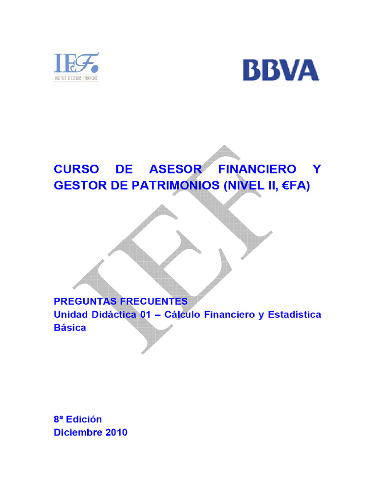 IEF Ejercicios Cálculo y Estadística | PDF