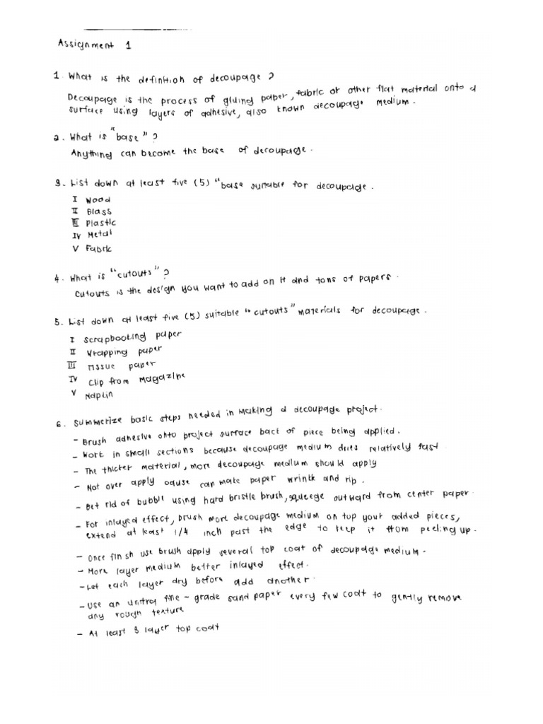 Decoupage Assignment 1 | PDF