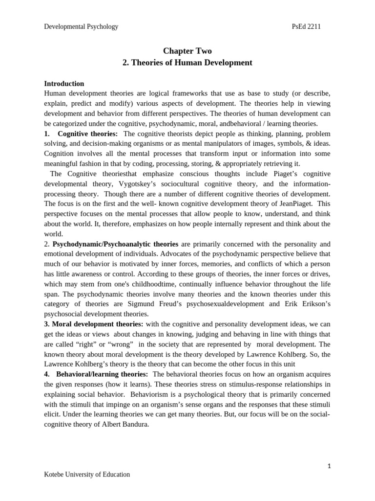 Human Development Theories Guide | PDF | Id | Psychoanalysis