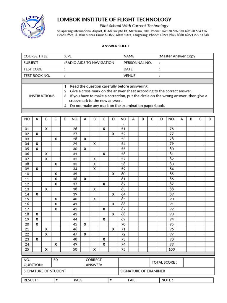 Lift Answer Sheet - Radio Aids To Navigation | PDF | Aviation ...