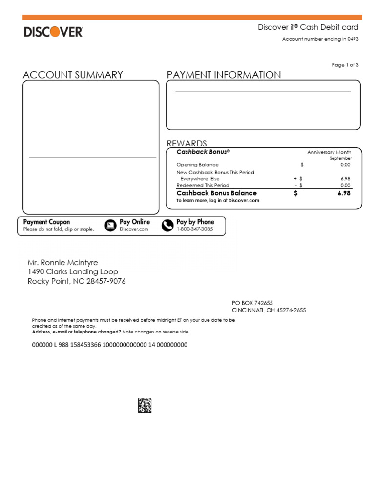 Discover Bank Statement | PDF | Credit Card | Payments
