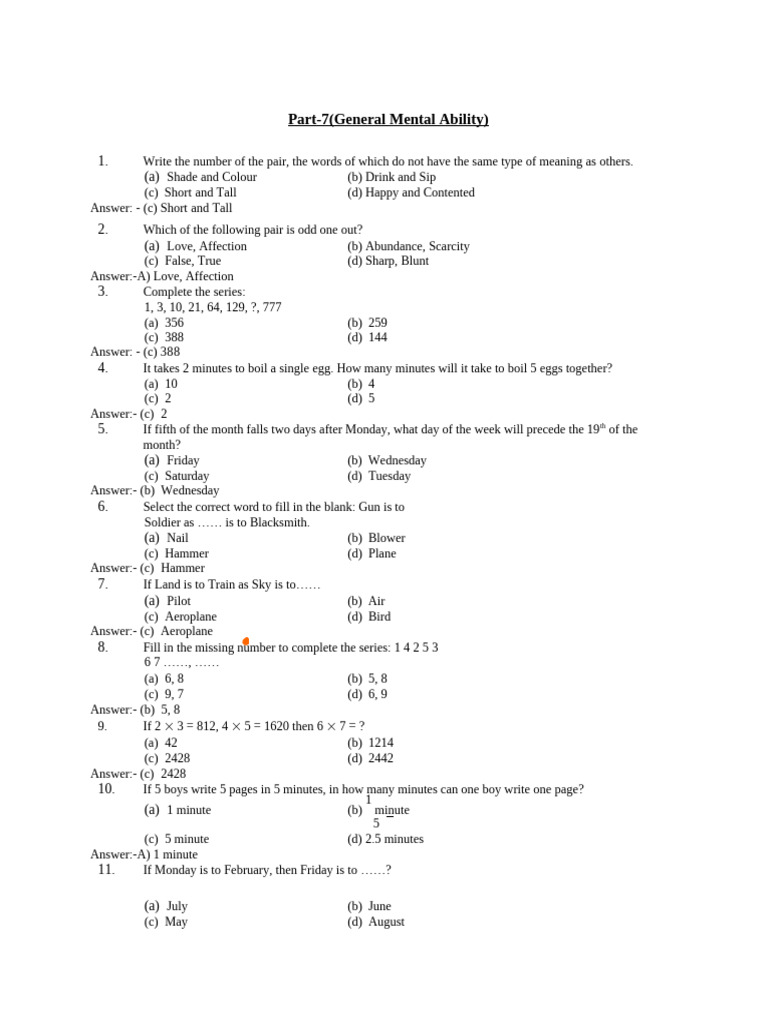 Part-08 (General Mental Ability) | PDF