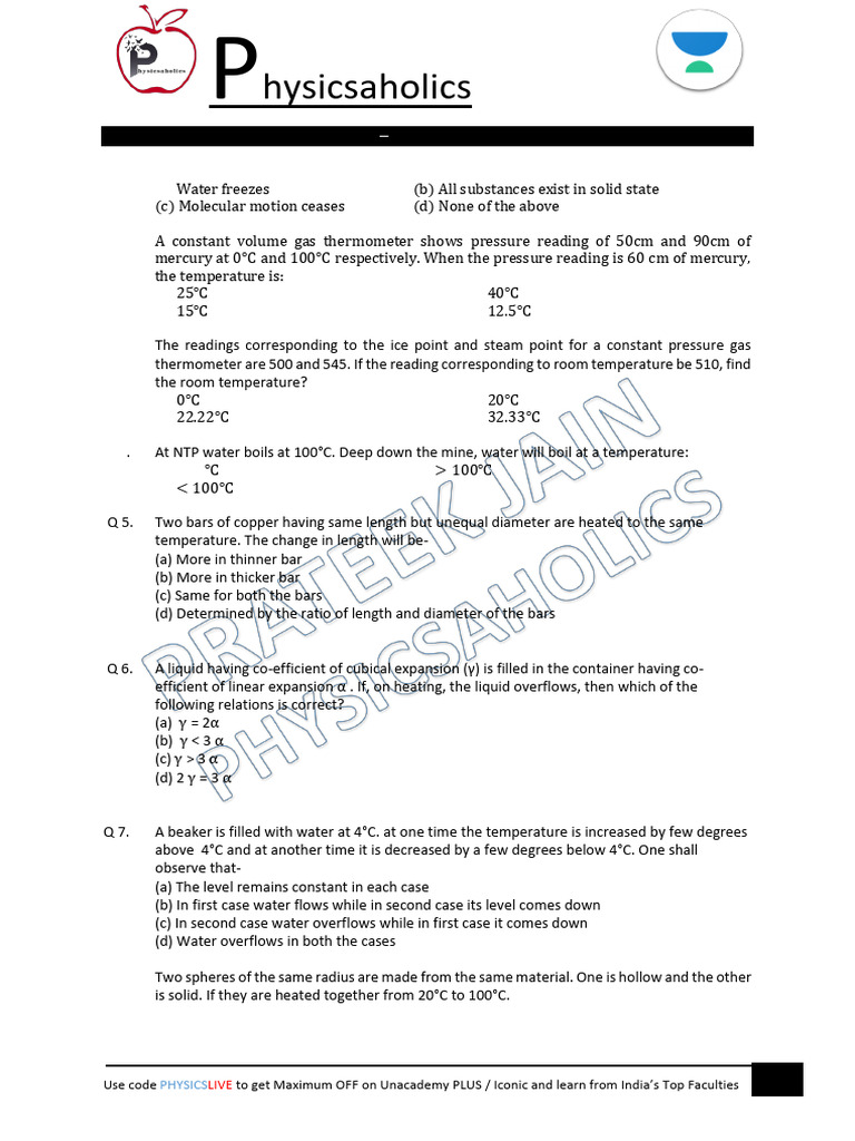 Questions - Rank Booster Package - Heat - Thermodynamics | PDF ...