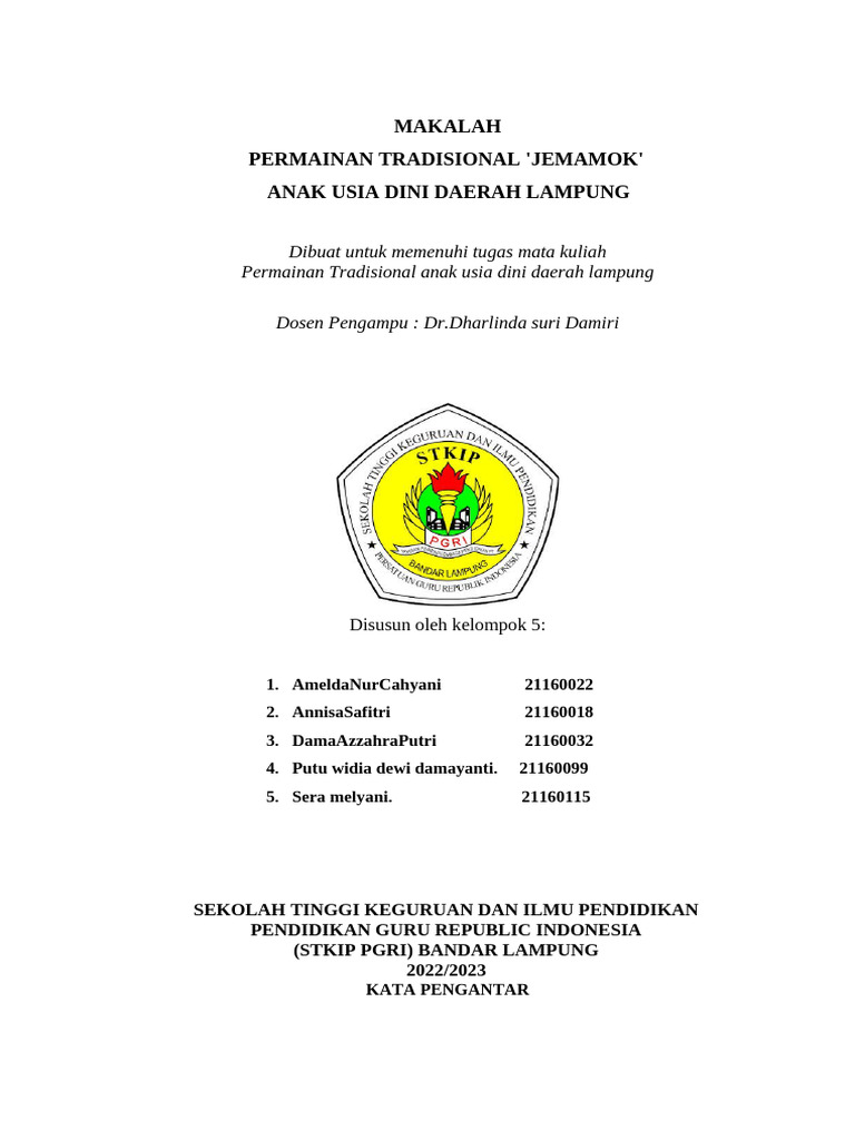Permainan Tradisional Jemamok Lampung | PDF