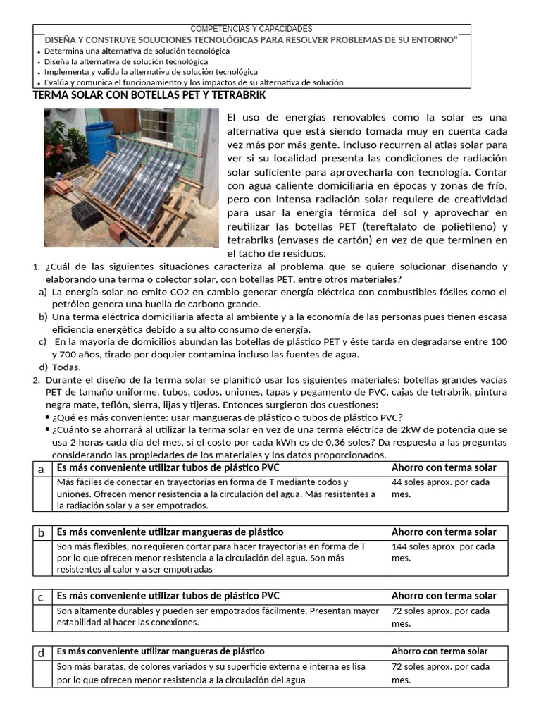 Terma Solar con Botellas PET y Tetrabrik | PDF | Energía solar ...