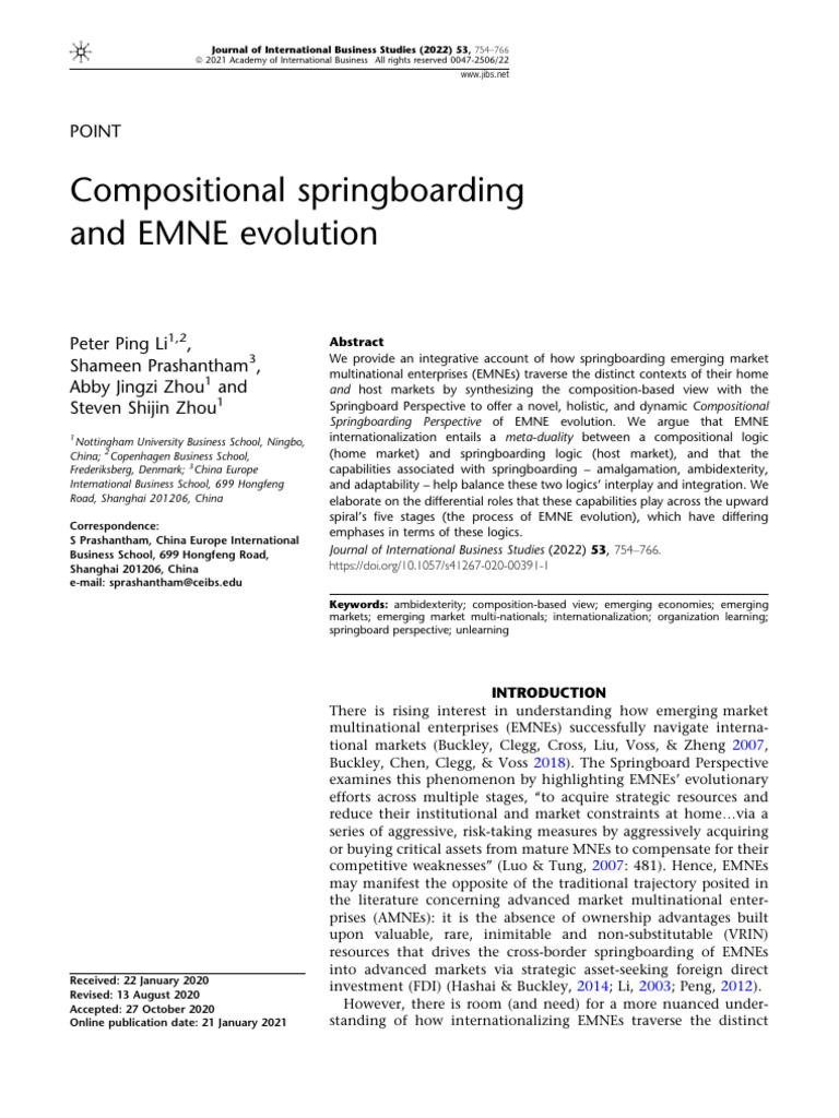 EMNE Evolution: Compositional Springboarding | PDF | Market (Economics) | Innovation