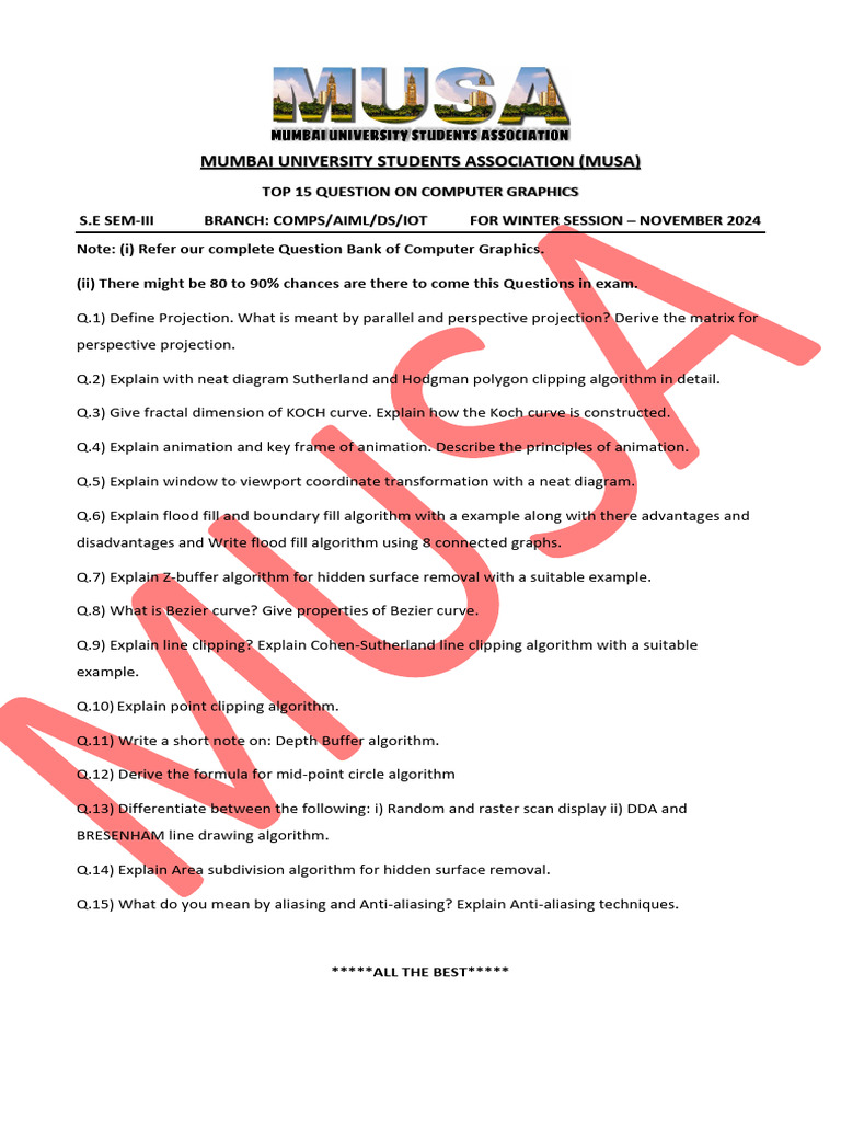 TOP 15 Question OF CG | PDF | Teaching Methods & Materials