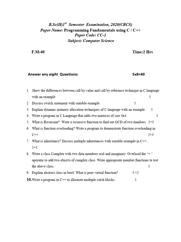 Sem1 Cosh CC1 | PDF | Computers