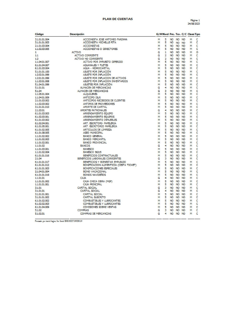 Codigos de Cuentas Contables | PDF