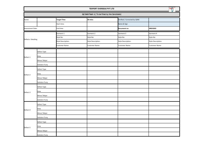 QC - Skill Evaluation-1 | PDF