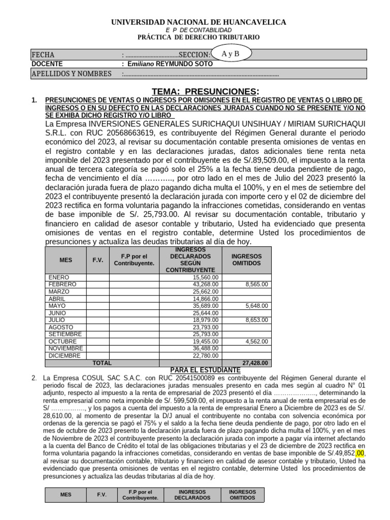 Practica #04 Presuncion 2024 | PDF | Contabilidad | Impuestos