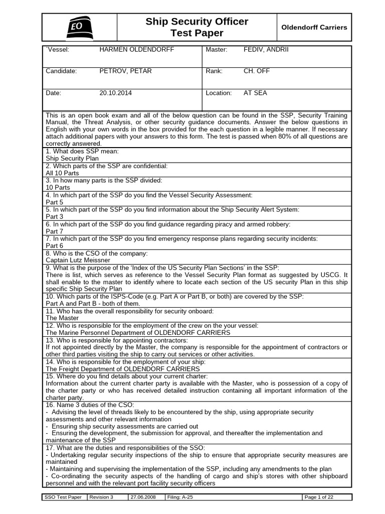 SSO Training Test Paper Revision 3 | PDF | Piracy | Ships