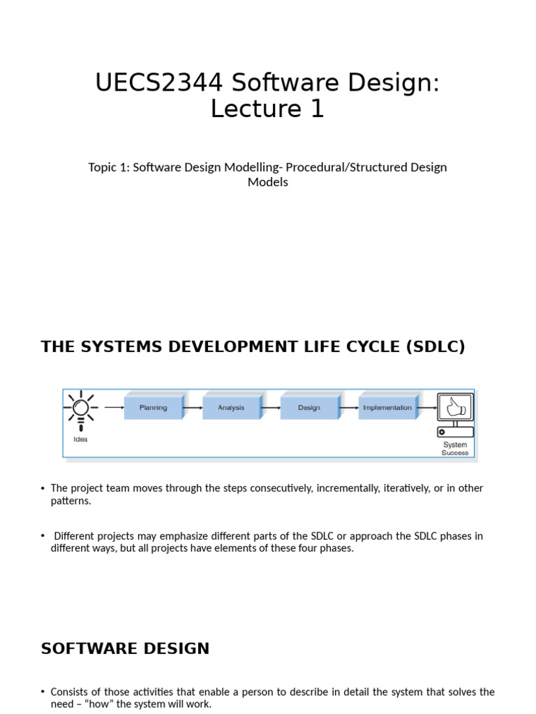 Lecture 01-1 Wk1 - Topic 1 Software Design Modelling - Structured Design Models | PDF | Software ...