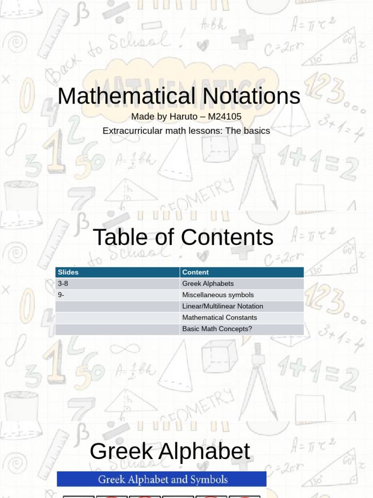 Mathematical Notations Pdf Teaching Methods And Materials