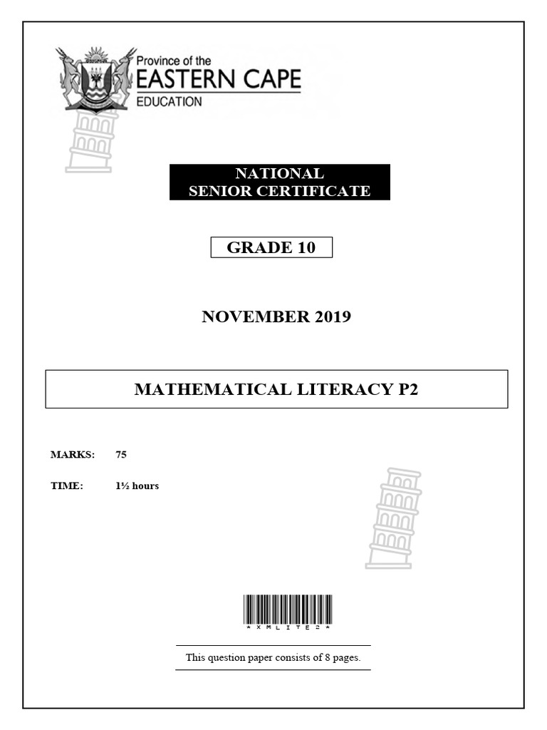 EC Maths Literacy Grade 10 November 2019 P2 and Me 241107 184458 | PDF ...