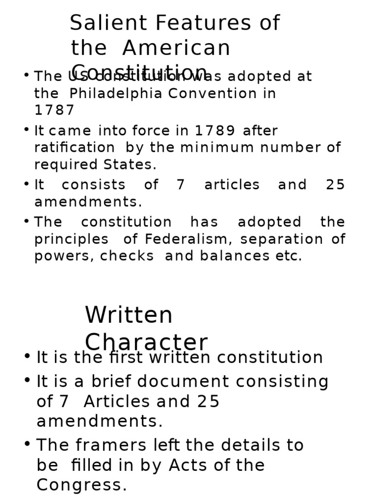 Ilide - Info Salient Features of The American Constitution PR | PDF ...