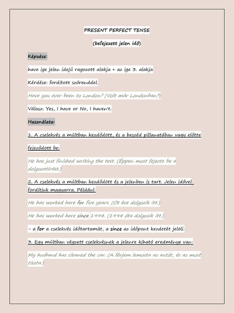 Present Perfect - Egyszerűsített | PDF