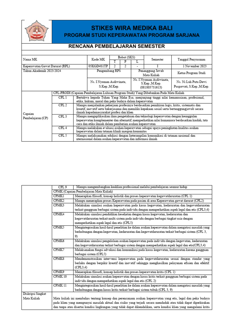 RPS Kep Gadar RPL B17 | PDF | Pengembangan Diri | Sains & Matematika