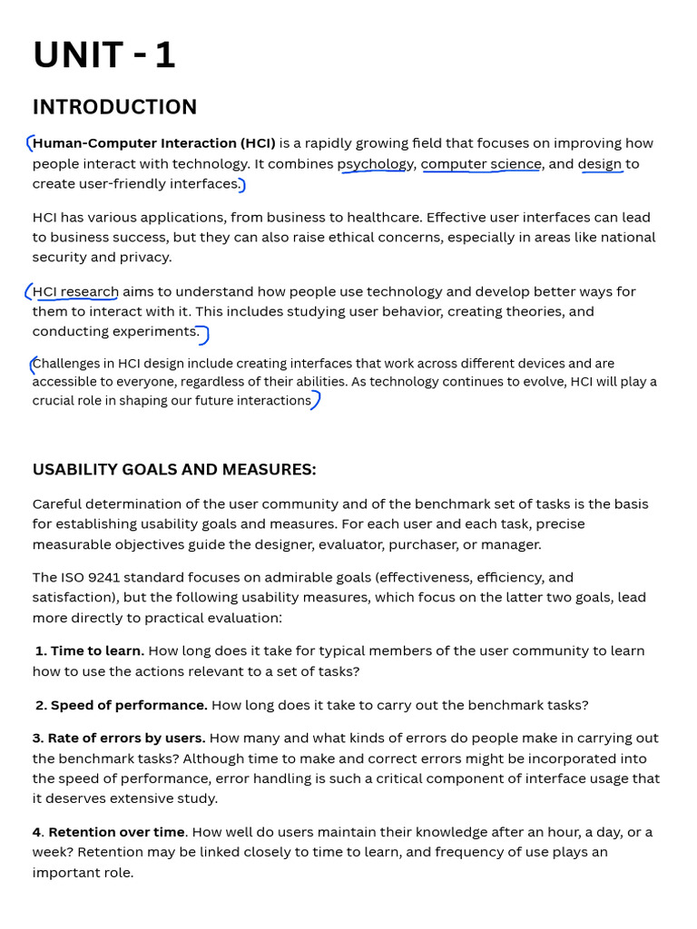 HCI UNIT-1 | PDF | Usability | Human–Computer Interaction