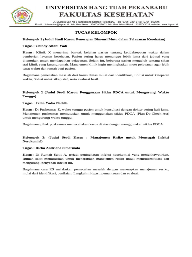 Tugas Kelompok Manajemen Mutu | PDF Tugas Kelompok Manajemen Mutu | PDF