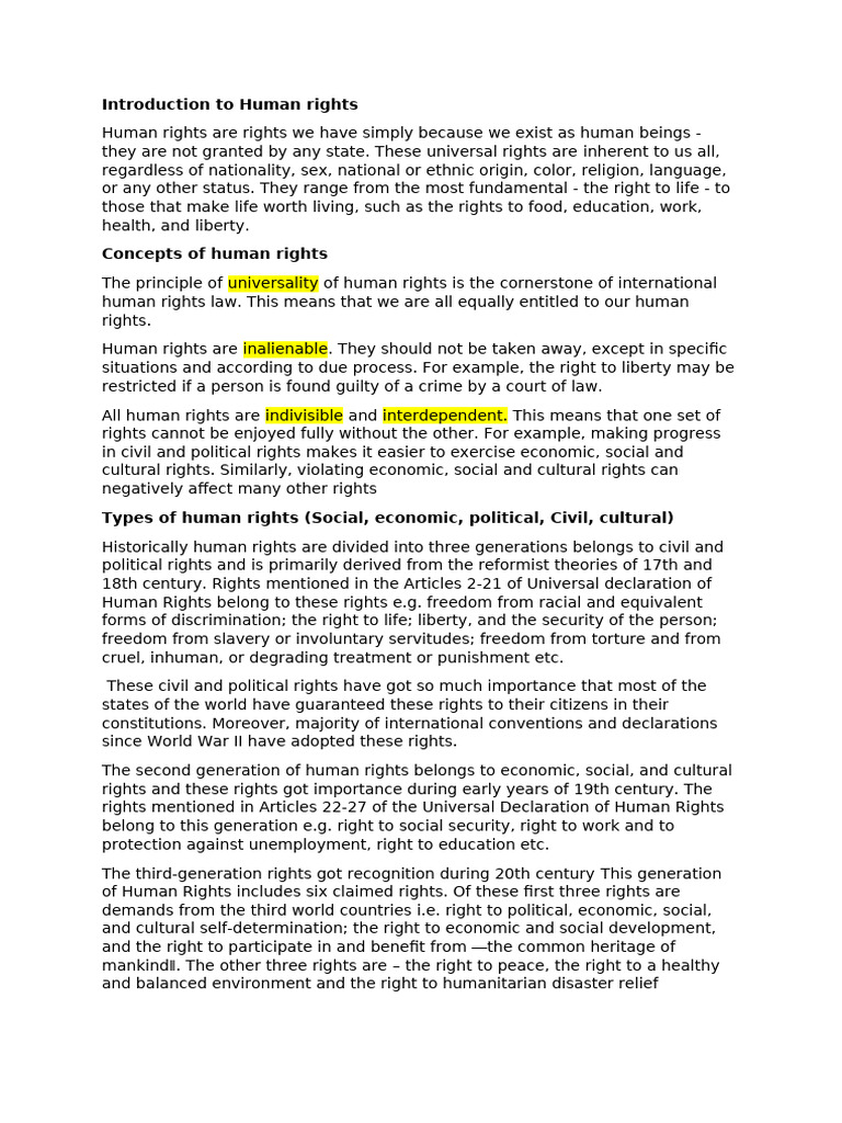 Introduction To Human Rights | PDF | Sociology | Human Rights