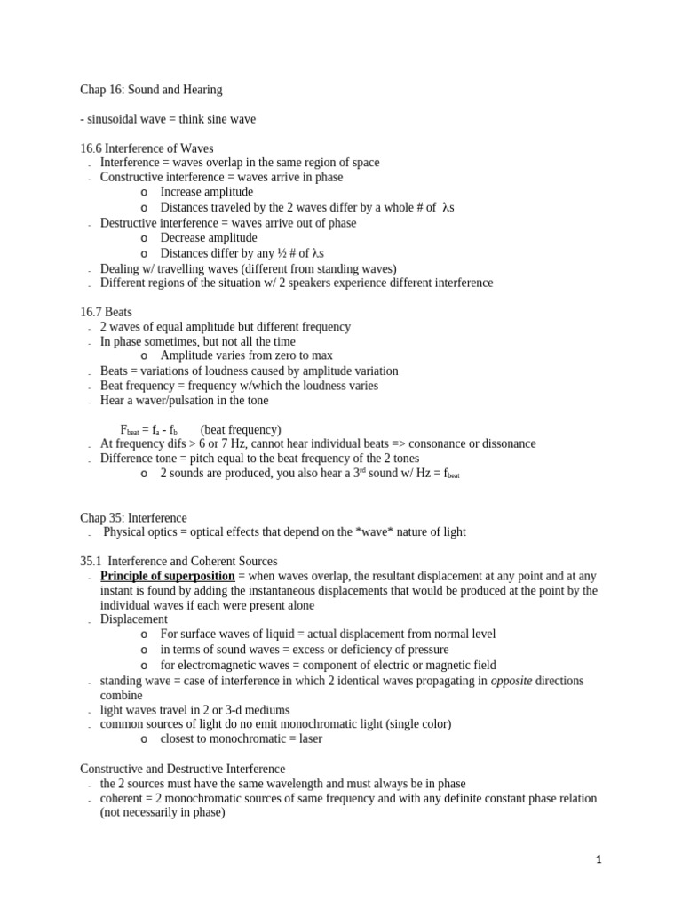 Chap 16 + 35 SOund&Hearing | PDF | Waves | Sound
