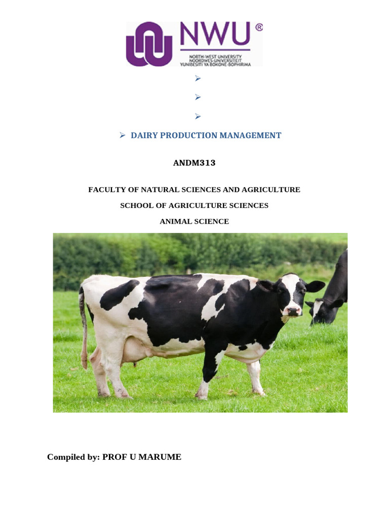 ANDM 313 Dairy Study Guide | PDF | Dairy Cattle | Heritability