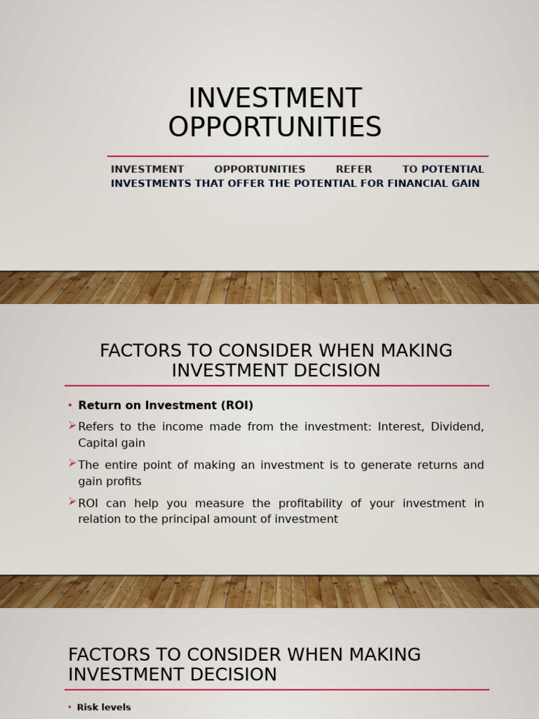 Investment Opportunities | PDF | Investing | Return On Investment