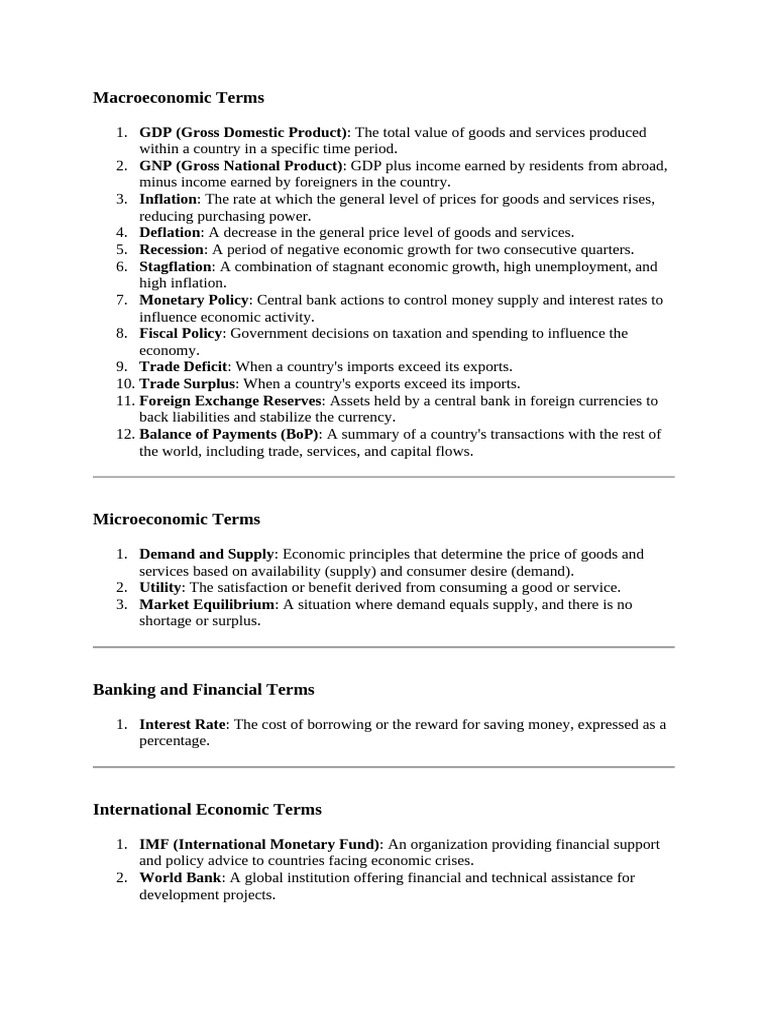 3 Economic Terms | PDF | Balance Of Payments | Macroeconomics